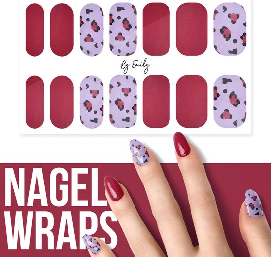 By Emily - Nagel wrap - Purple Leopard | 14 stickers | Nail wrap | Nail art | Trendy |... | bol