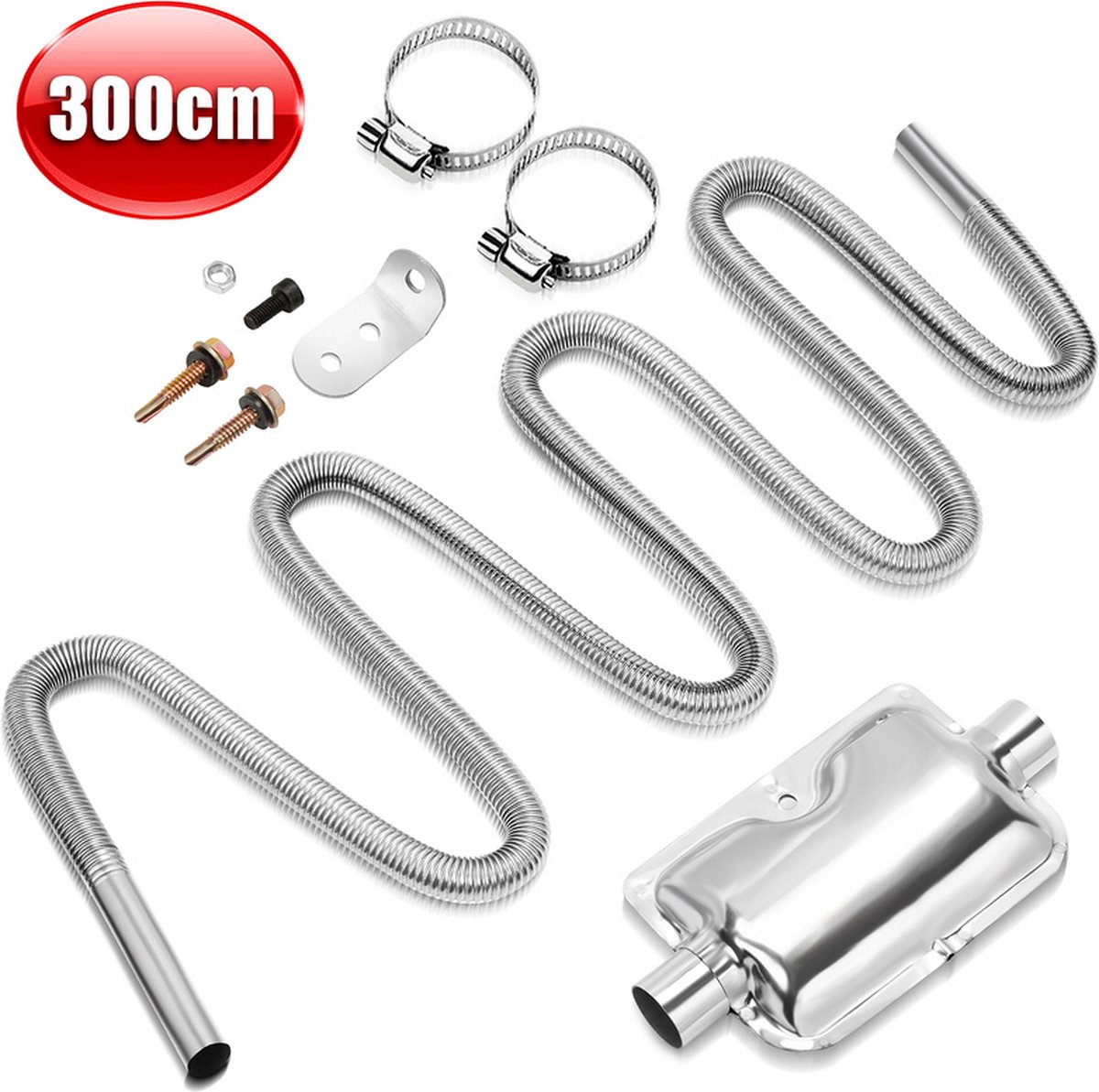 Ventilatorkachel 300cm uitlaatpijp uitlaatslang Φ2,5cm met geluiddemper ...