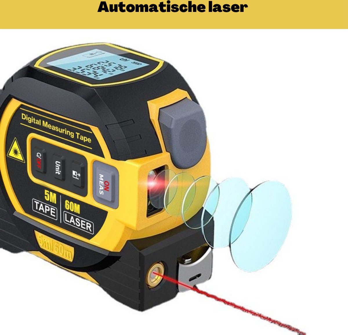 3 In1 Laser Afstandsmeter - Met 5M meetlint Liniaal - LCD Display ...