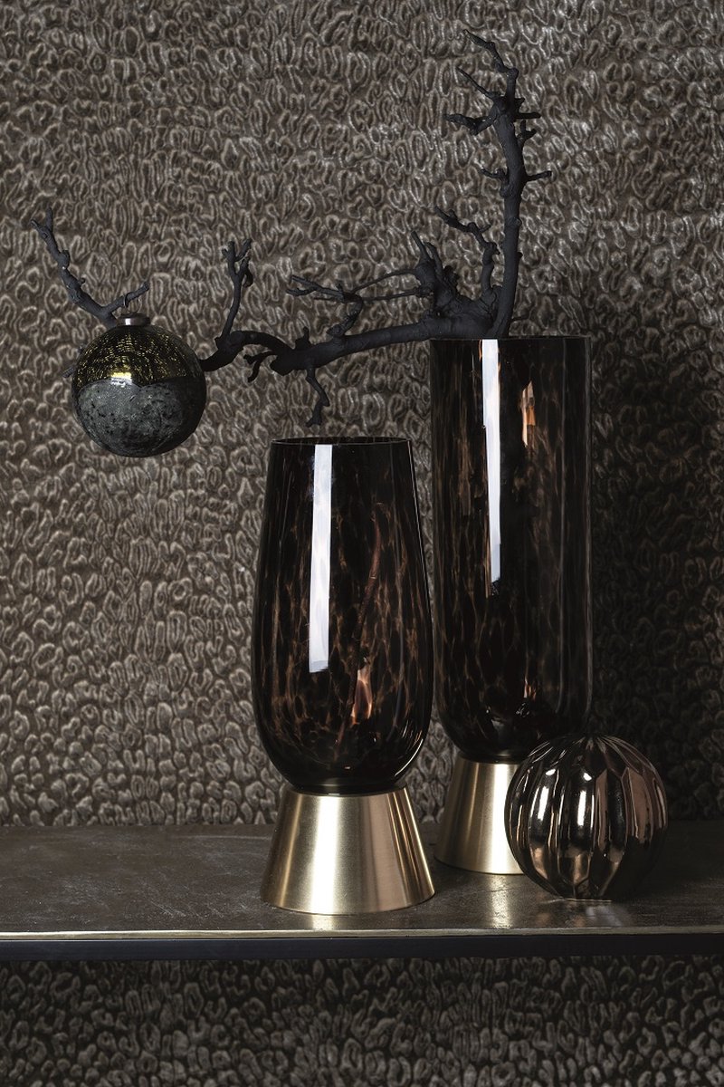 PTMD GLAZEN Vaas / windlicht Meggy bruine luipaard print | bol.com