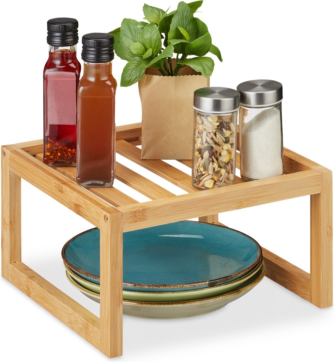 Relaxdays keukenrek aanrecht - keukenkast organizer - bordenrek ...