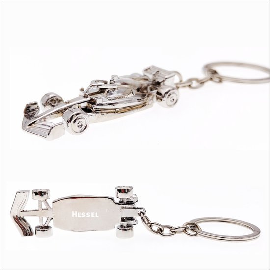 F1 Auto Sleutelhanger - Met Naam - Hessel - Model 2024 - Zilver | bol