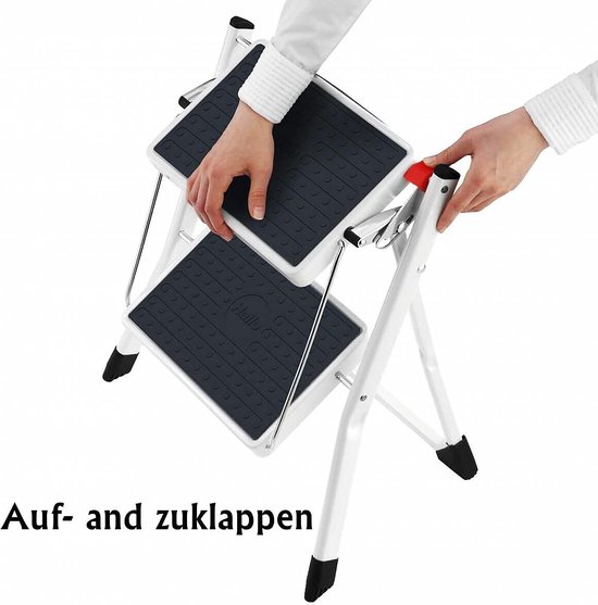 Escabeau 2 marches pliable, échelle en acier blanc, échelle domestique ...