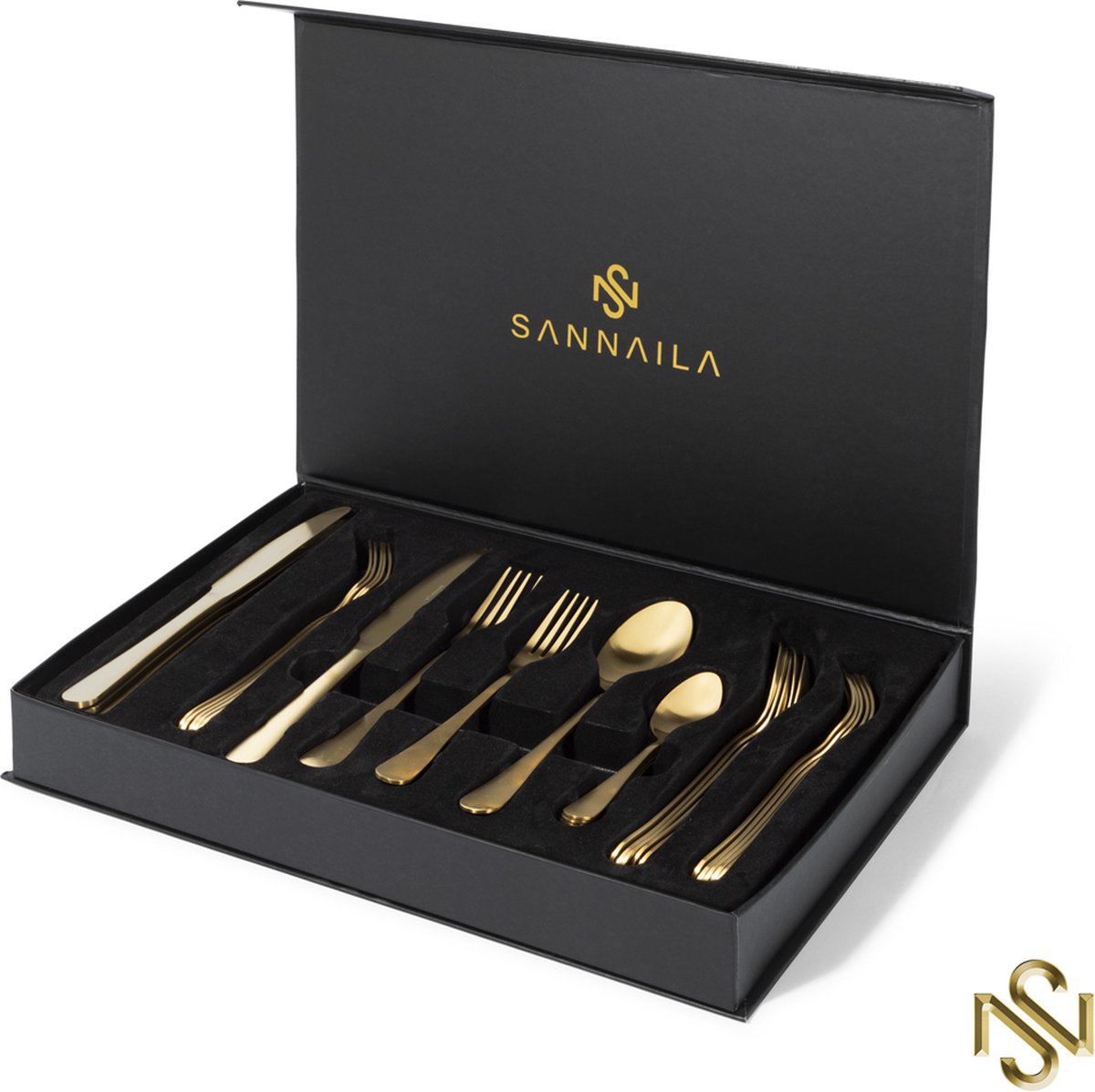 San Naila - Goud bestek - 6 Persoons - 30-delig - Mat - Bestek set ...
