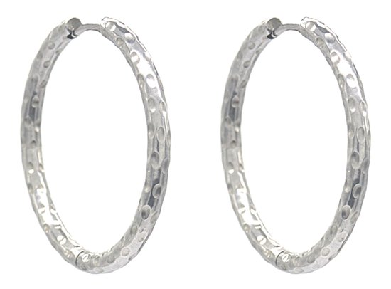 Oorbellen met Putjes - Oorringen RVS - 3 cm - Zilverkleurig | bol.com