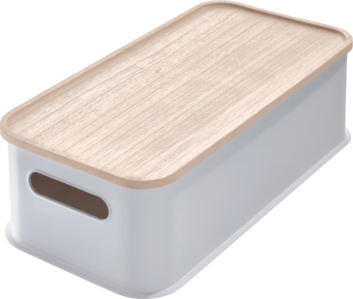 iDesign Opbergbakken met bamboe deksel - Grijs - Stapelbaar & Met ...