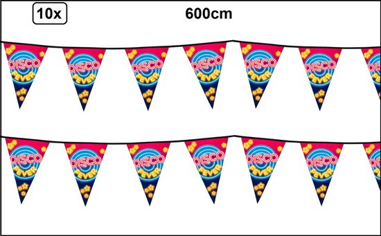 10x Vlaggenlijn Disco Night Fever 6meter - disco 70s and 80s party ...