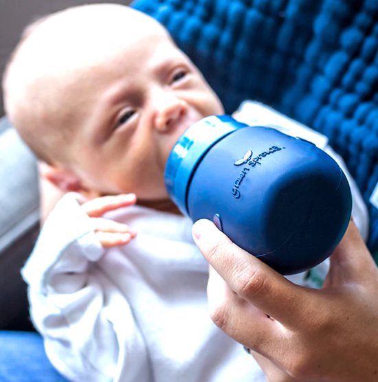 green sprouts - glazen babyfles (147ml) - navy | bol