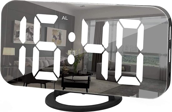 Wekker numérique - Horloge LED numérique - Réveil LED - Miroir - Zwart ...