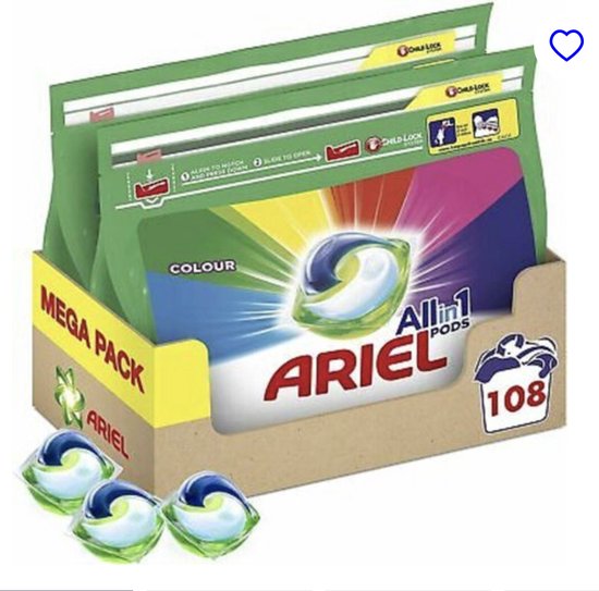 ARIEL ALL iN 1 - 2X54 PODS-WASMIDDEL CAPSULES-ARIEL COLOR-ORIGINEEL ...