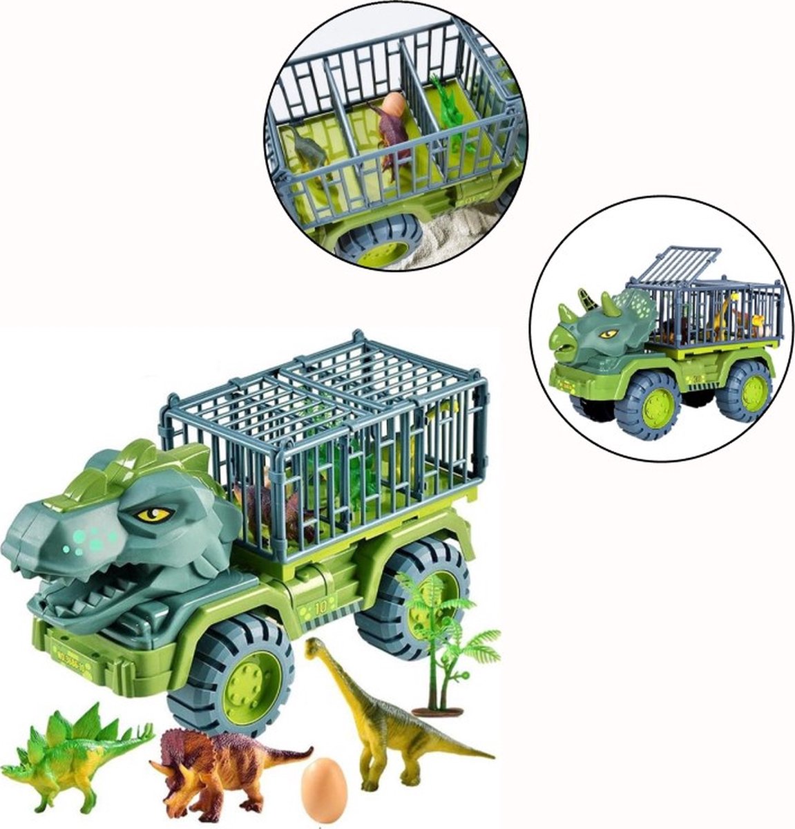 XL DINOSAURUS T-REX TRICERSATOPS TRUCK 39CM - Dino Vrachtauto met 4 ...