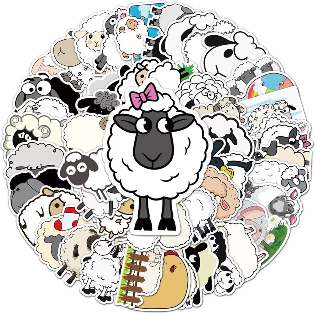 50x sticker Schaap - Schattige Schapen Kinderstickers - Getekende ...