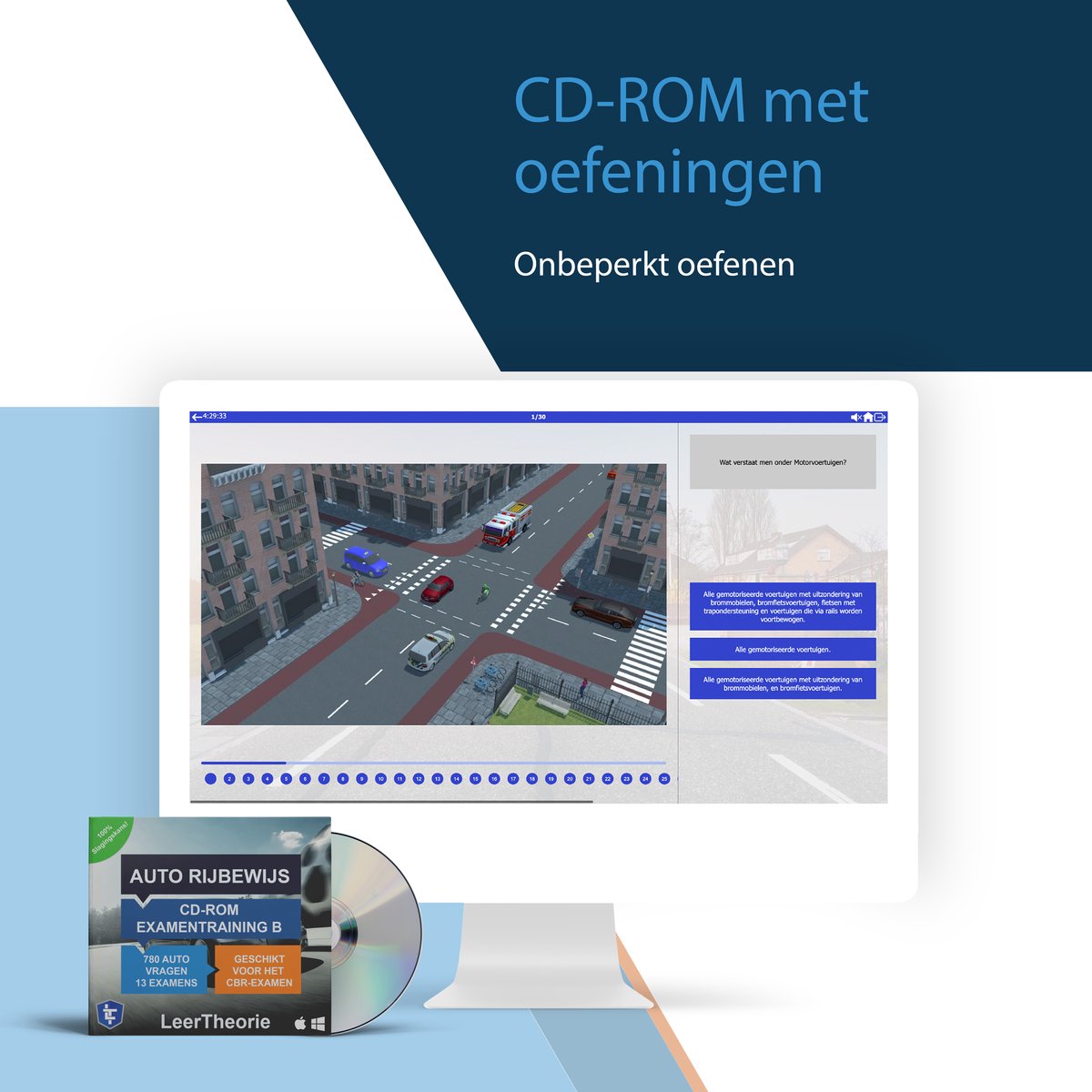 Rijbewijs B Theorieboek 2023 - CD-ROM Onbeperkt 845 Oefenvragen & 13 Theorie-Examens -... | bol.com