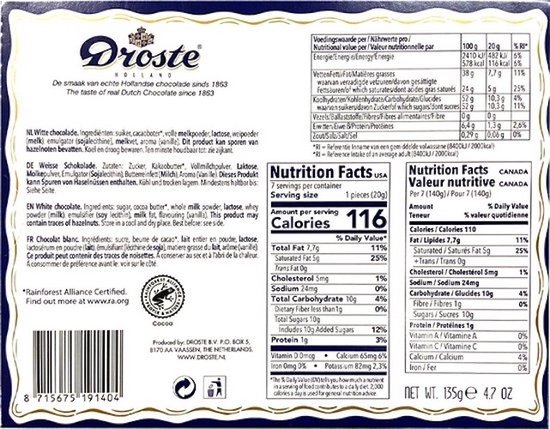 Droste chocoladeletter 135g | letter M in witte chocolade | bol.com