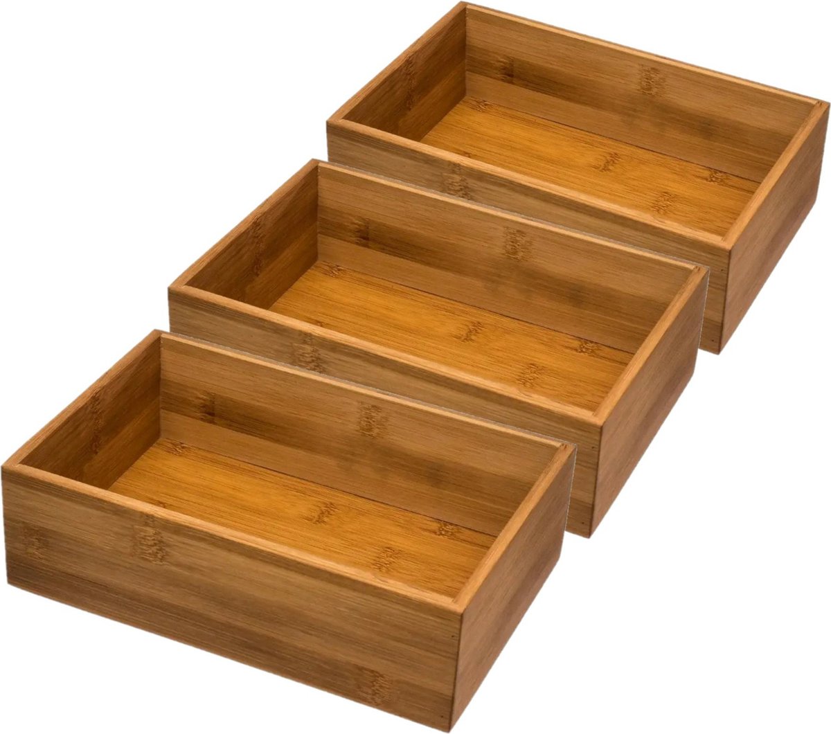 Set van 6x stuks bamboe ladekast/keukenspullen/kantoor vakjes ...