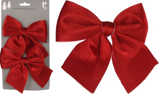 Kerst - Kerststrik - Strik - Velvet - Set van 2 - Rood | bol
