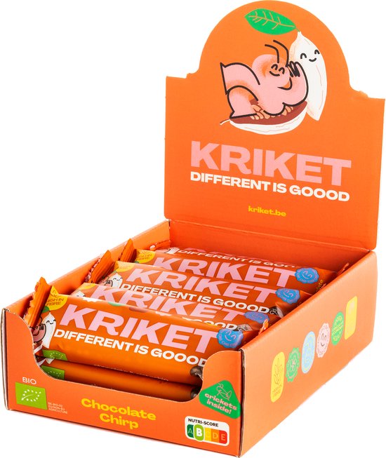 KRIKET - The Chocolate Chirp Bar - BIO - Krekel Notenreep - 15 stuks ...
