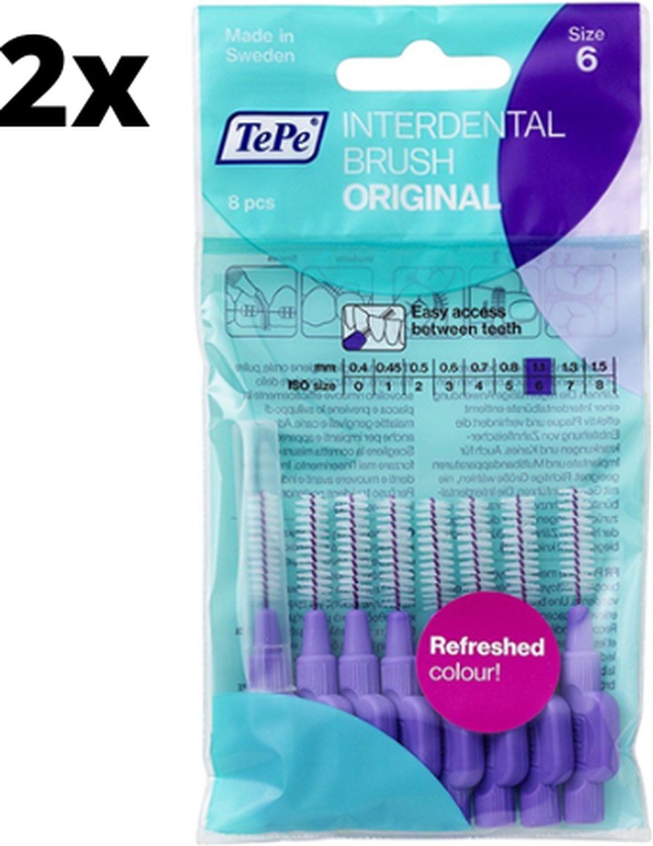 TePe Ragers Paars 1,1mm - 2 x 8 stuks - Voordeelverpakking | bol