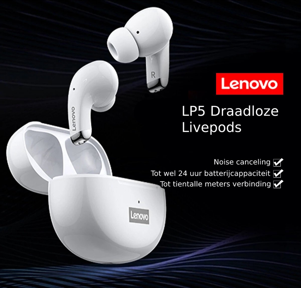 Lenovo LP5 Livepods Wireless Bluetooth 5.1 Earbuds - Wireless Earphones - Draadloze... | bol