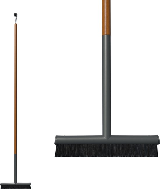 RiZZ® binnenbezem Antraciet Teak 40 cm medium | Design indoor bezem ...