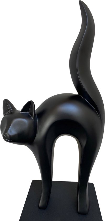 kat met gebogen rug mat zwart | bol