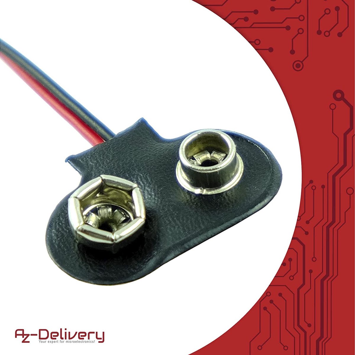 AZDelivery 10 x batterijclip 9-Volt I-Type Clip Snap met 15cm ...