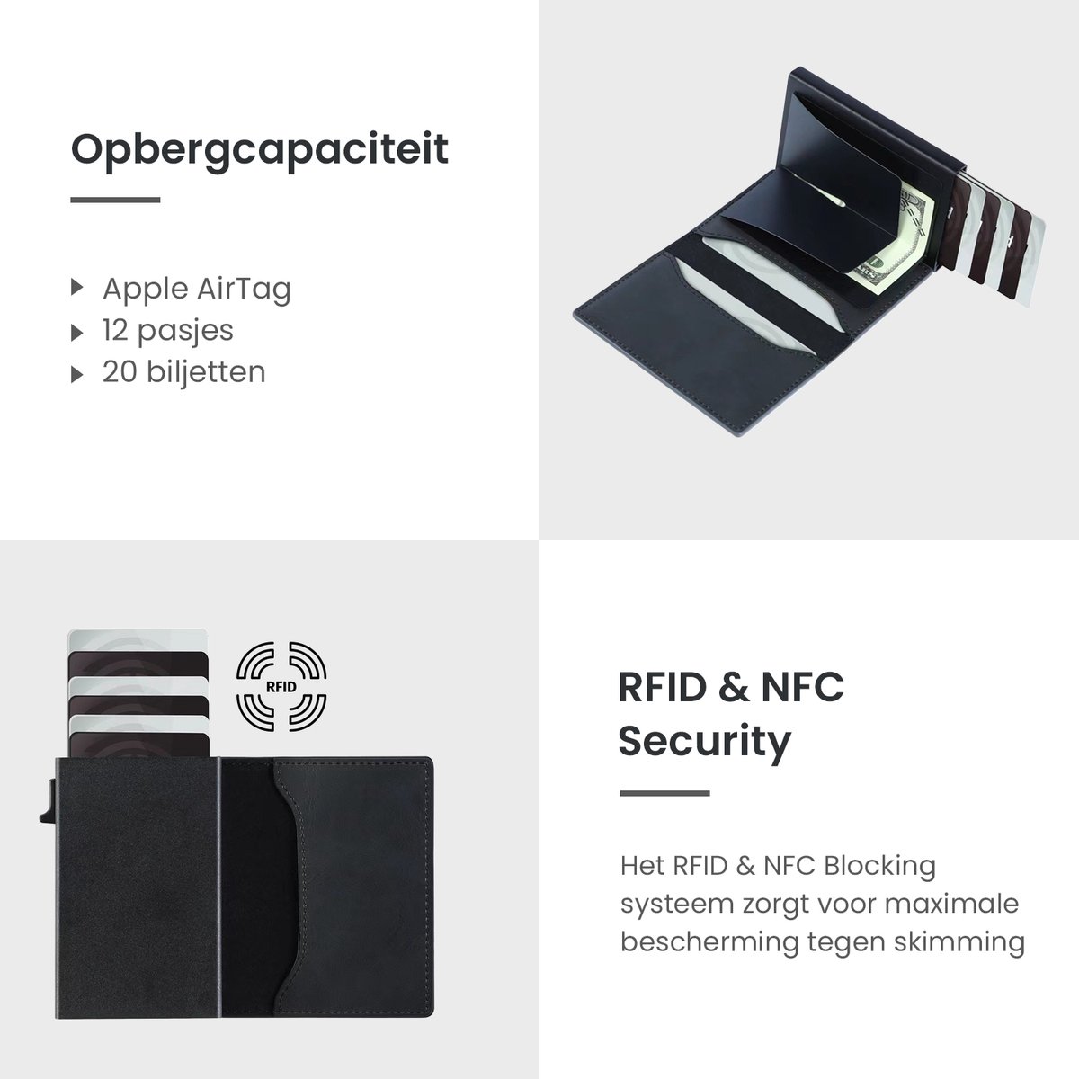 MyMate Apple AirTag Wallet Pasjeshouder Uitschuifbaar - Portemonnee ...