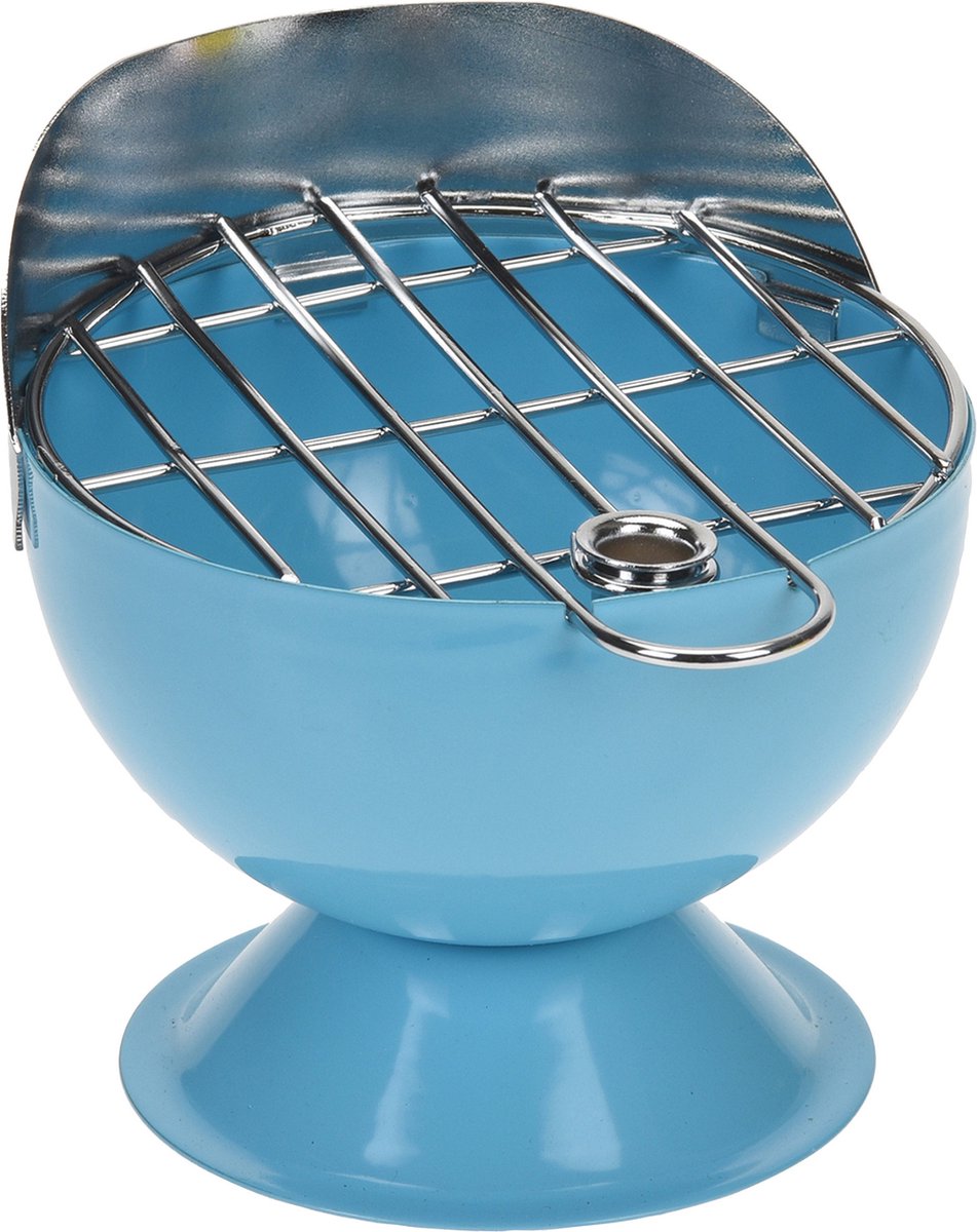Asbak als BBQ vorm metaal 12 cm blauw voor binnen/buiten | bol