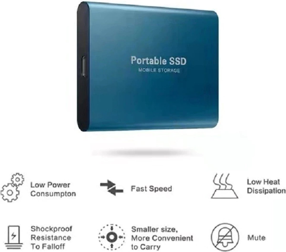SSD - Externe 8TB - Mobile Solid State Drive Flash Drive Type-C - USB3 ...