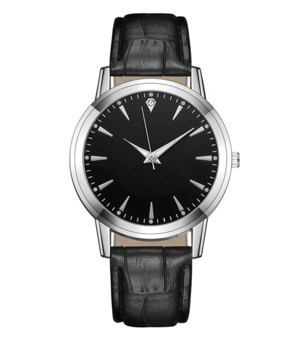Horloge dames en heren | zwarte dames en heren horloge | lederlook ...