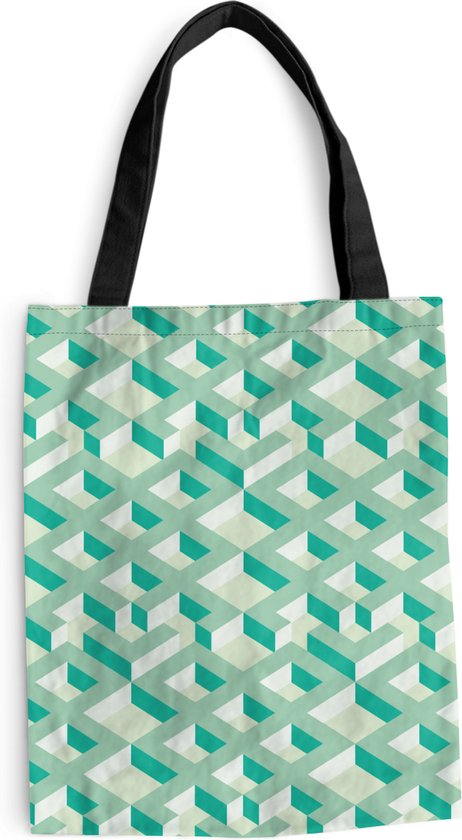 Schoudertas - Strandtas - Shopper Doolhof - Patronen - Groen - 40x50 cm ...