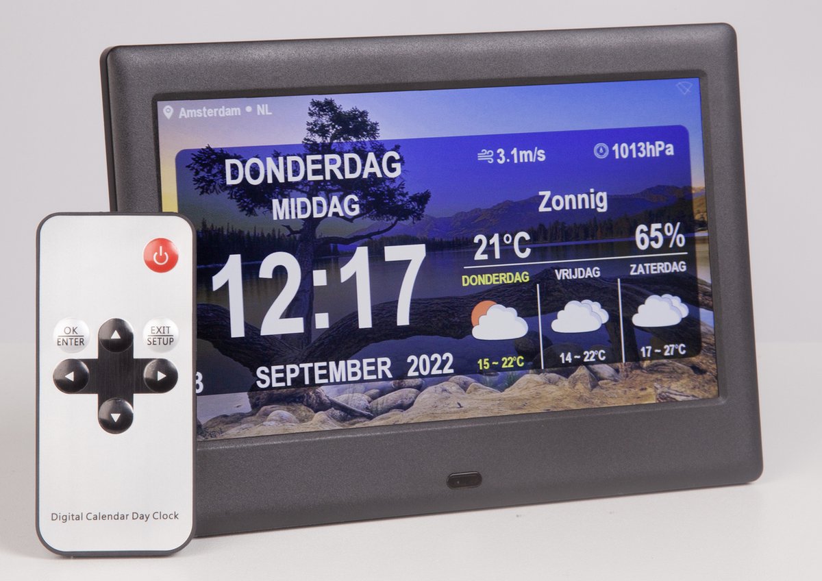Digitale dementieklok met Extra Groot Scherm en WiFi - met Kalenderklok ...