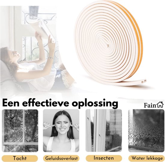 Tochtstrips voor deuren – 6 Meter rol – Wit – Tochtband zelfklevend ...