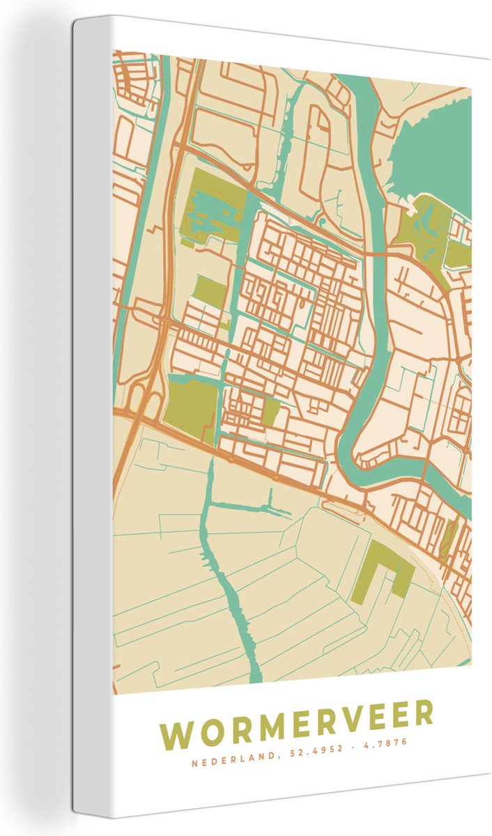 Peinture sur Toile City Map - Wormerveer - Carte - Vintage - Carte ...