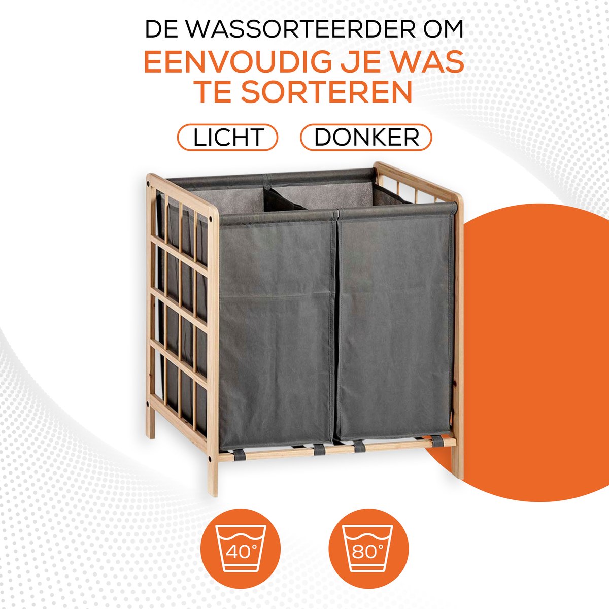 Kipit Wasmand - Wassorteerder - Wasbox - Laundy Basket - 80 L – Hout ...