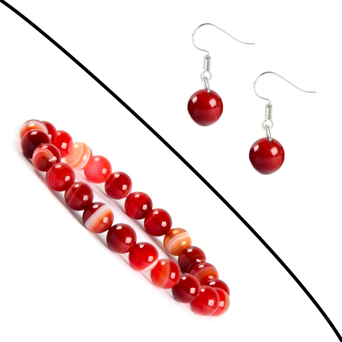 Bixorp Gems Set van Rode Gevlekte Agaat Edelstenen Armband & Oorbellen ...
