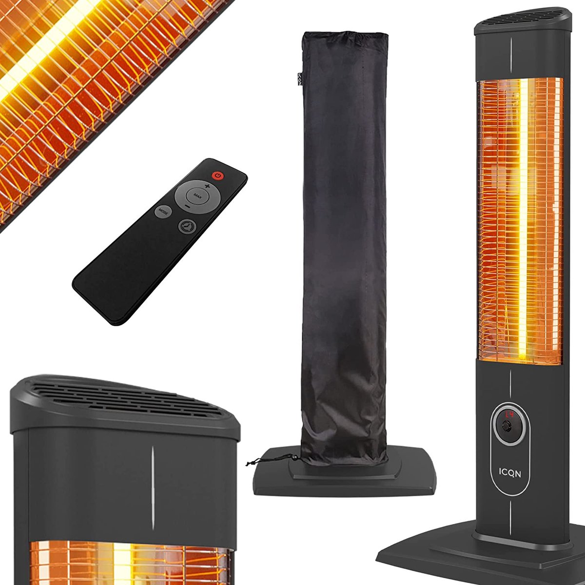 ICQN Infrarood Terrasverwarmer met Beschermhoes, Infrarood Elektrische ...