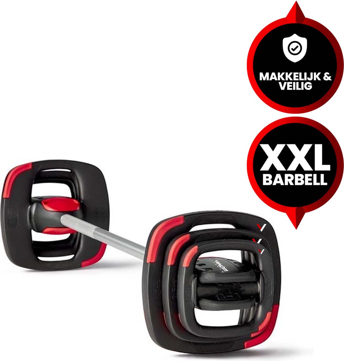 Venom Sports halterstang met gewichten 120cm – verstelbare halter set ...