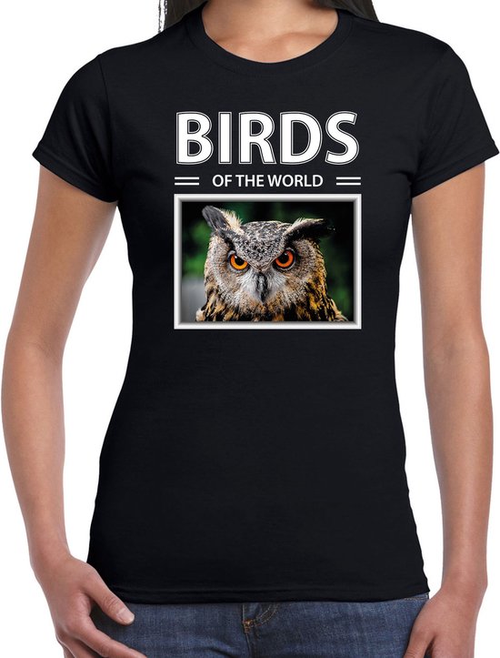 Dieren foto t-shirt Uil - zwart - dames - birds of the world - cadeau ...