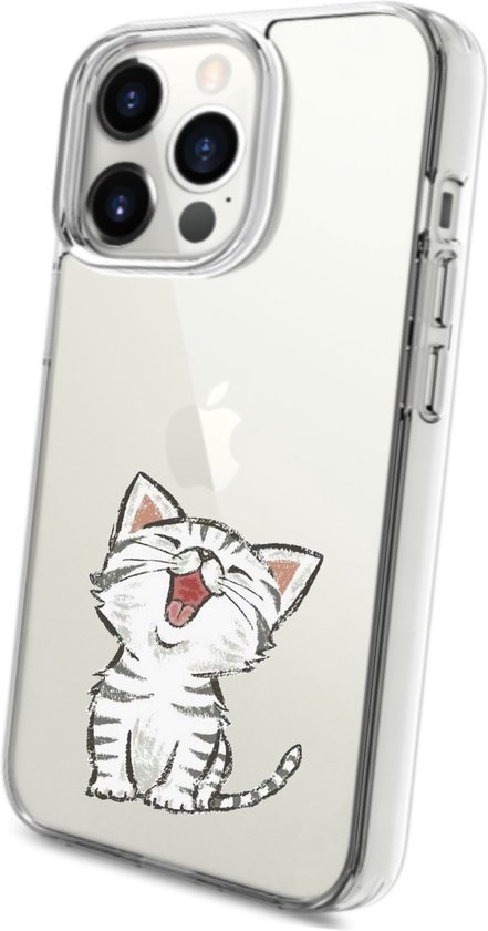 Apple Iphone 13 Pro Max Siliconen hoesje transparant Schattig katje ...