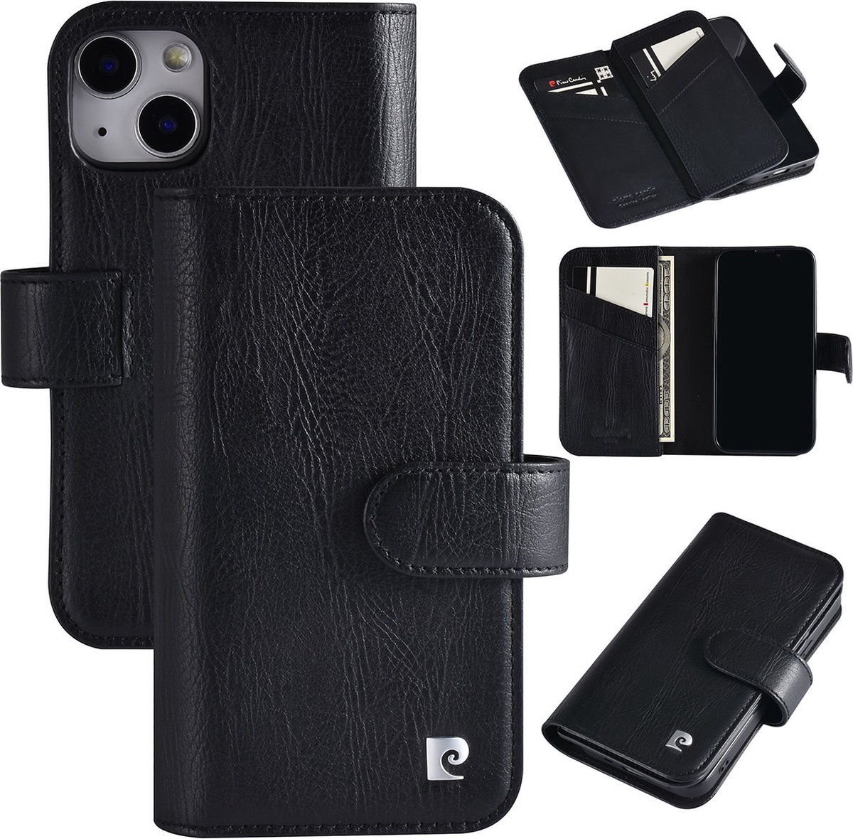 Pierre Cardin Zwart Leer Book Case Telefoonhoesje voor Apple iPhone 13 ...