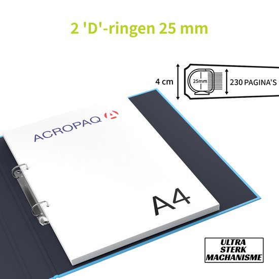 ACROPAQ - 5 x Ringmap A4 - 2 D-Ringen, Rug 2,5 cm, Aquarel, Ringband ...