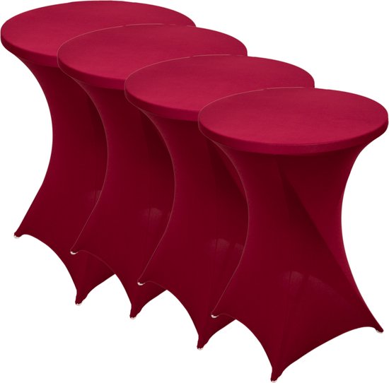 Statafelrok Burgundy x 4 – ∅80-85 x 110 cm – Stretch 4 stuks – Tafelrok voor Statafel... | bol.com