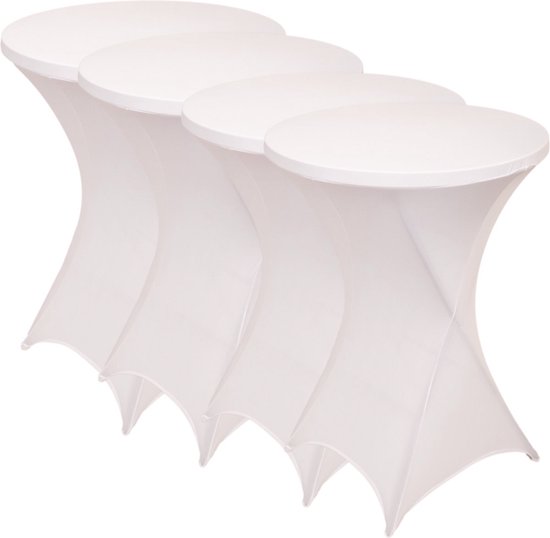 Statafelrok Wit 80cm - Statafelhoes - Tafelrok - Set van 4 - Tafelrokkenshop.nl | bol.com