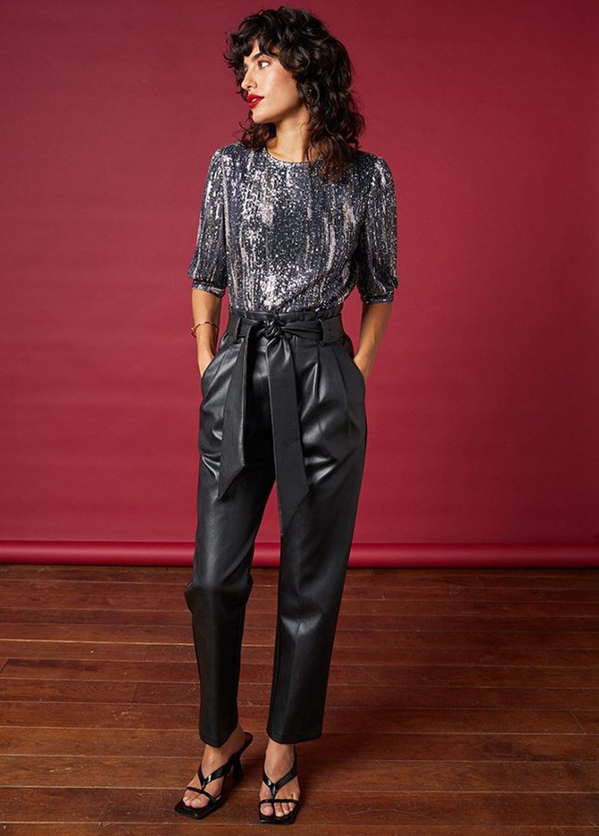 Zilveren paillettentop Hailey - Grace & Mila - Maat S | bol.com