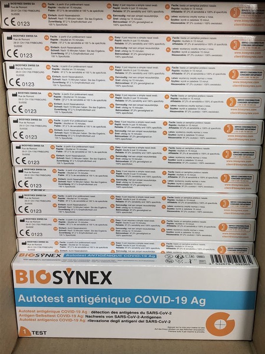 Doos 98 stuks Biosynex corona zelftesten Covid-19 Ag BSS zelftest-covid ...