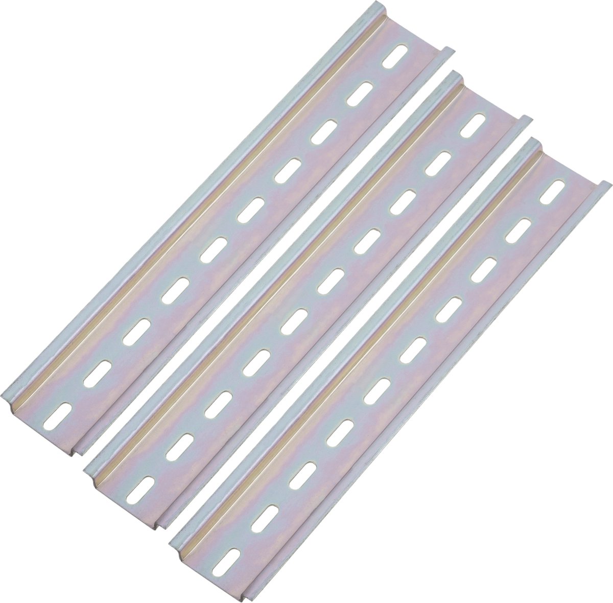 BeMatik - Set van 3 DIN rails zink kleur 200mm geperforeerd 35x15mm ...