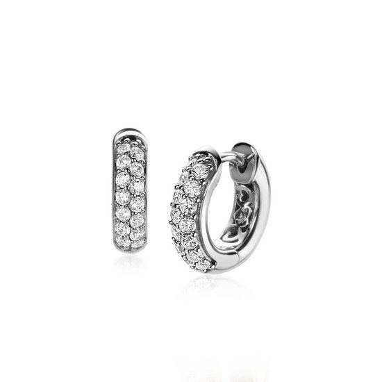 ZINZI zilveren luxe oorringen 14 x 4mm witte zirkonia's ZIO2317 | bol.com