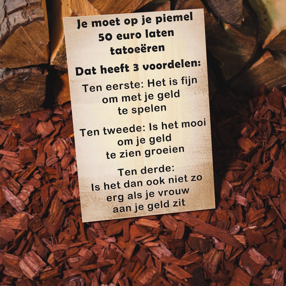 Spreukbord - 50 Cent Tatoeëren Op Je Piemel - Hout - Vintage - Grappig ...