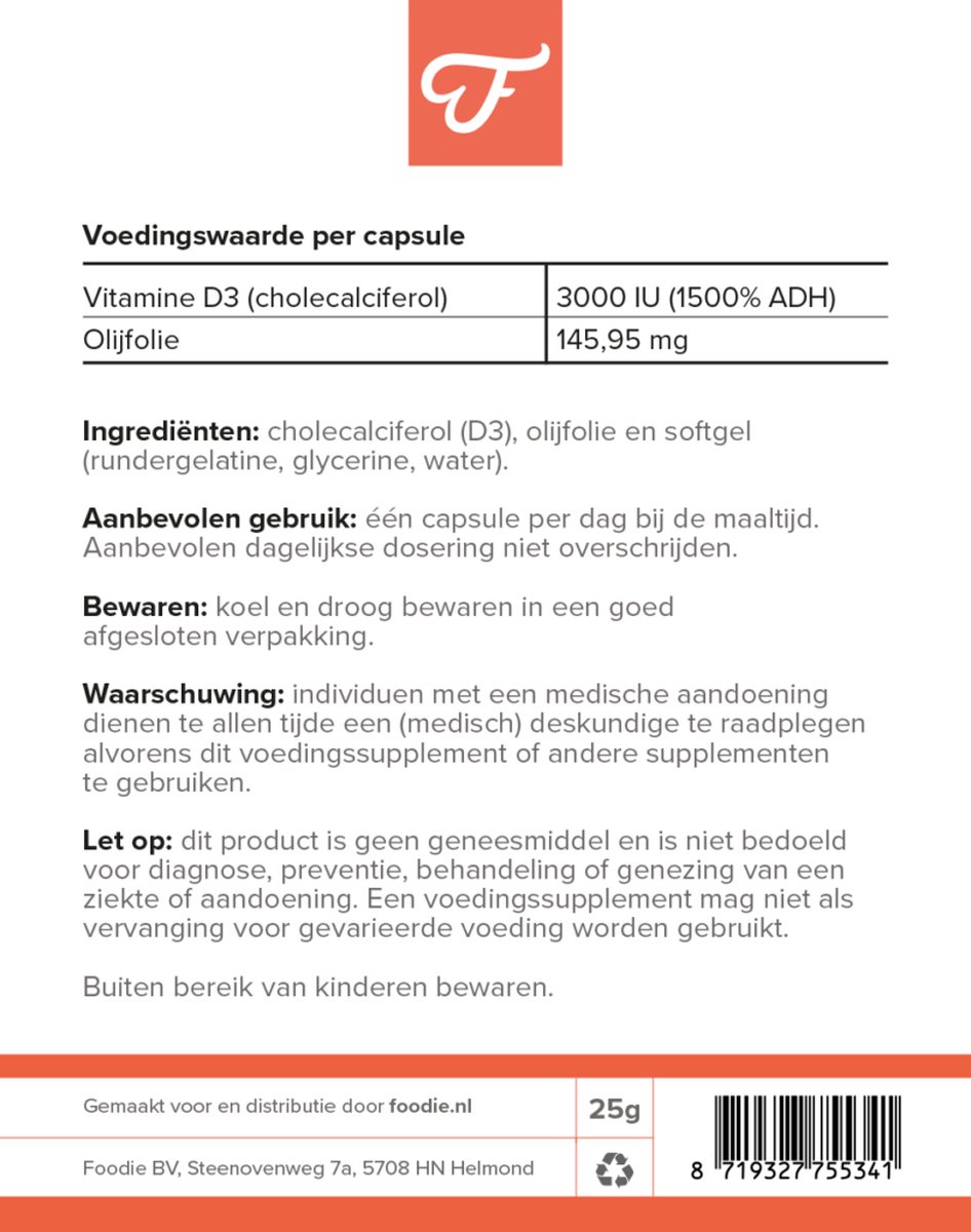 Foodie Vitamine D3 Boost - Vitamine D3 Supplement - Best Opneembare ...